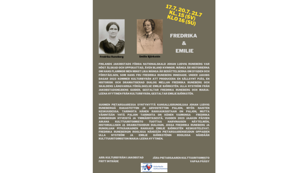 En dialog mellan Fredrika Runeberg och Emilie Björkstén | Vaasa