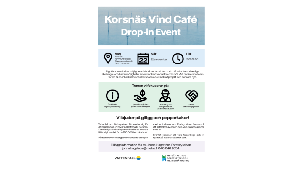 Vindcafé, drop-in Event Vattenfall Forststyrelsen | Vaasa