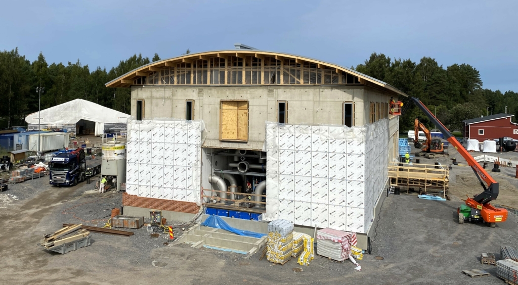 The new post-treatment unit being built at the water supply plant ...
